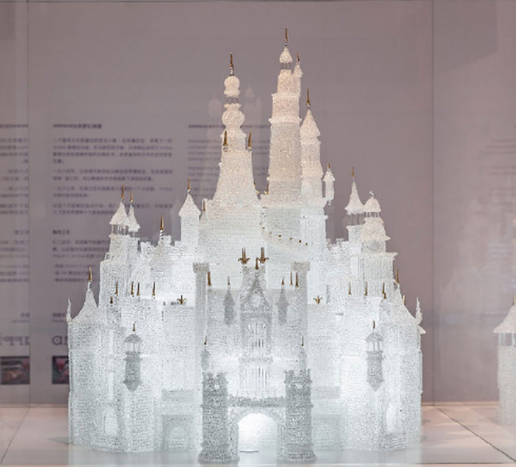 In Shanghai the largest Disney castle made of blown glass. After months ...