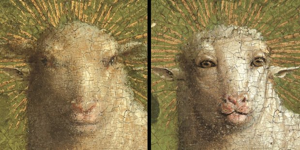 Ecco com'era il vero muso dell'Agnello Mistico di van Eyck. Il restauro ...