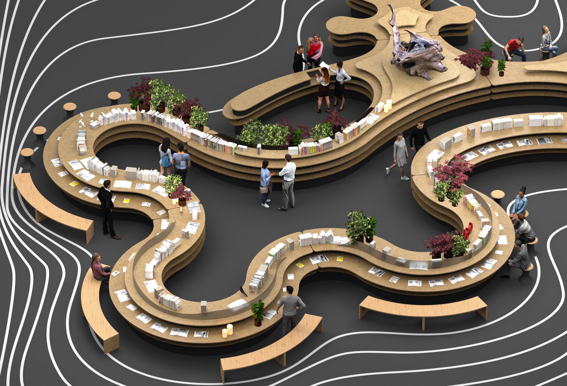 Un grande tavolo-libreria... riciclabile. L'installazione di Mario ...