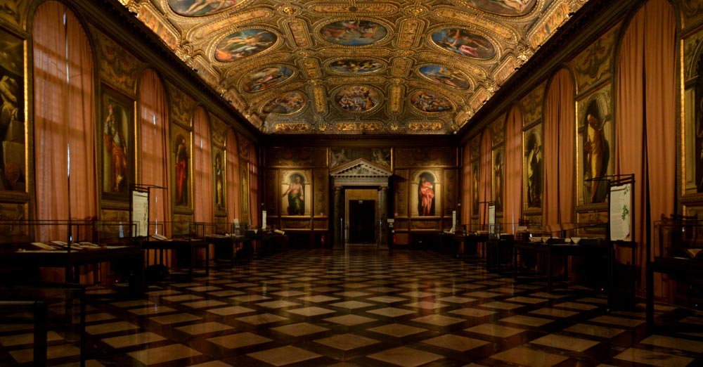 Venice, new lighting for the Sansovinian rooms of the Marciana Library