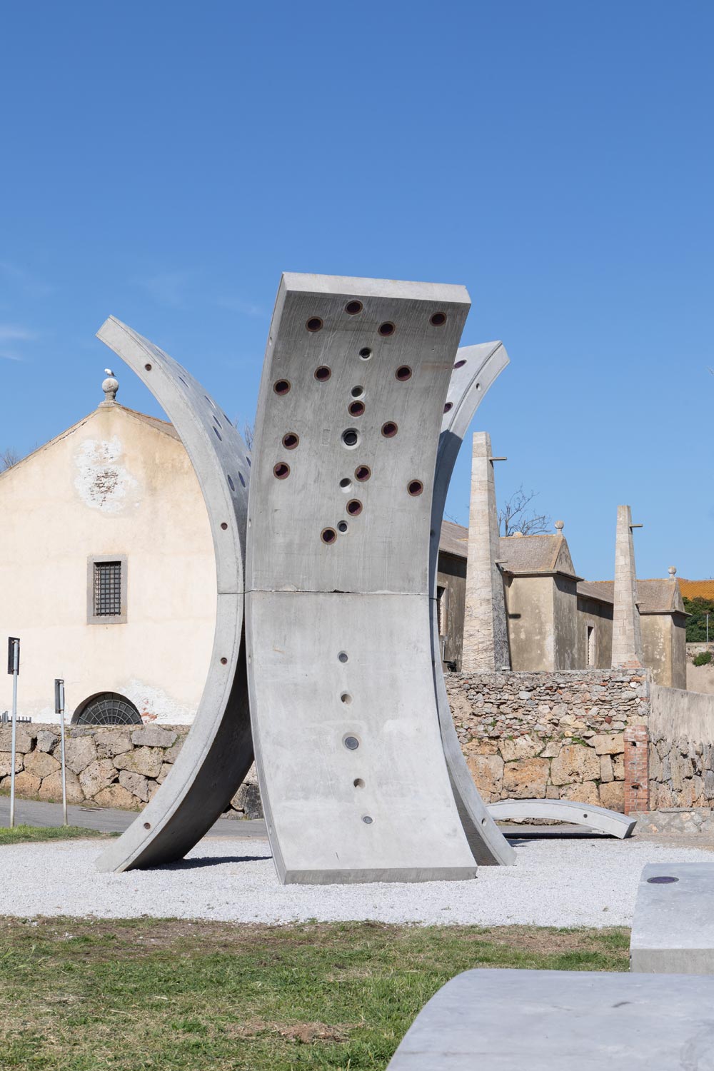 In Orbetello, Virginia Overton's giant concrete tulip.