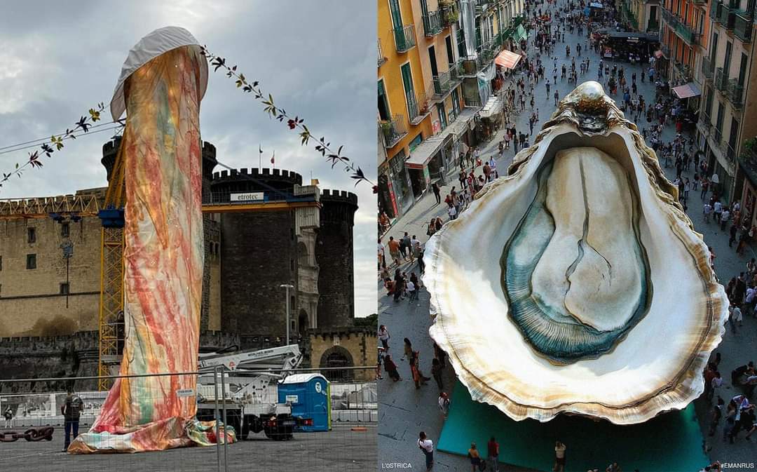 Vignettes and memes about Gaetano Pesce's work in Naples: the funniest ones