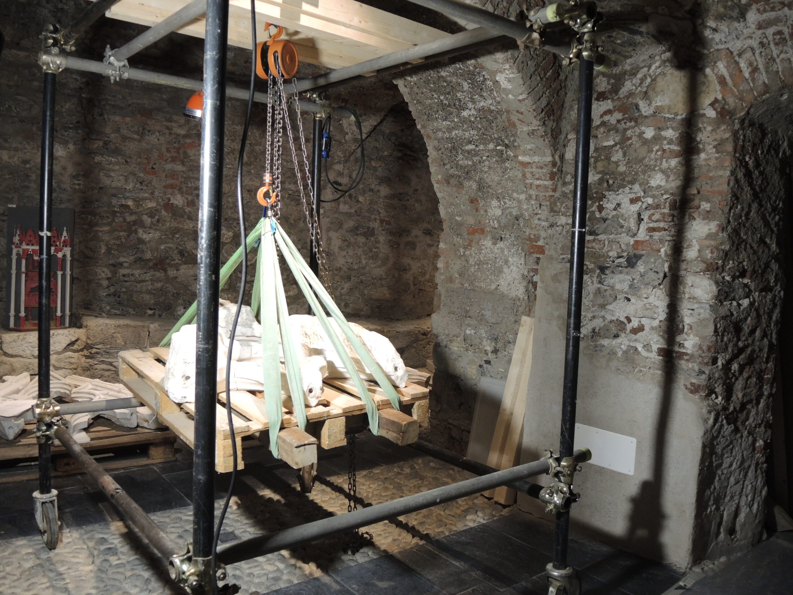 Genoa, recomposed the Fieschi Monument, a masterpiece of Gothic sculpture