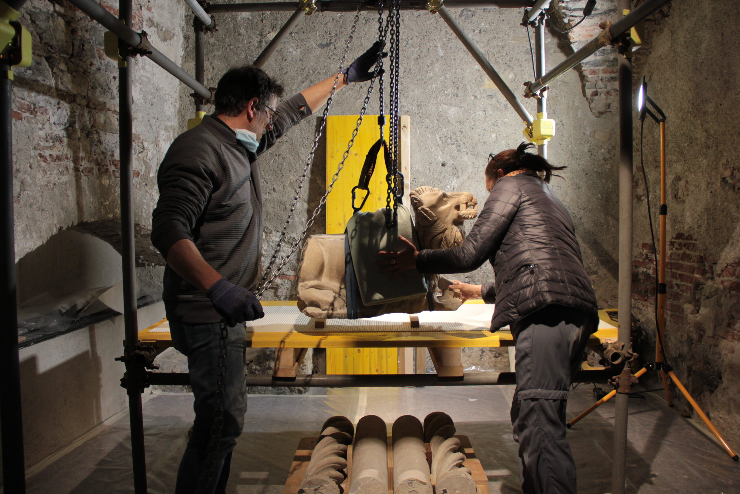 Genoa, recomposed the Fieschi Monument, a masterpiece of Gothic sculpture