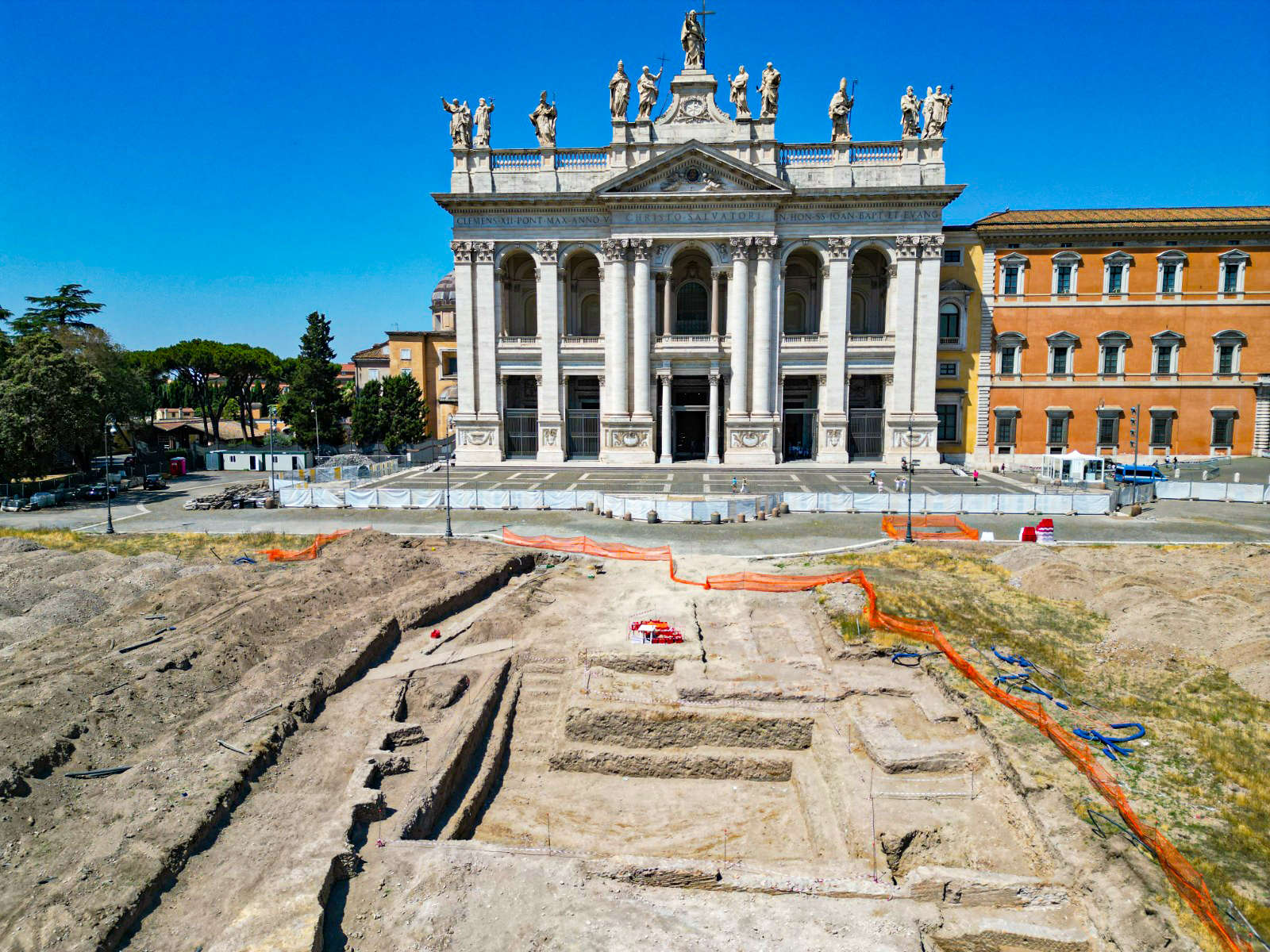 Rome, remains of the walls of the Patriarch built by Constantine discovered