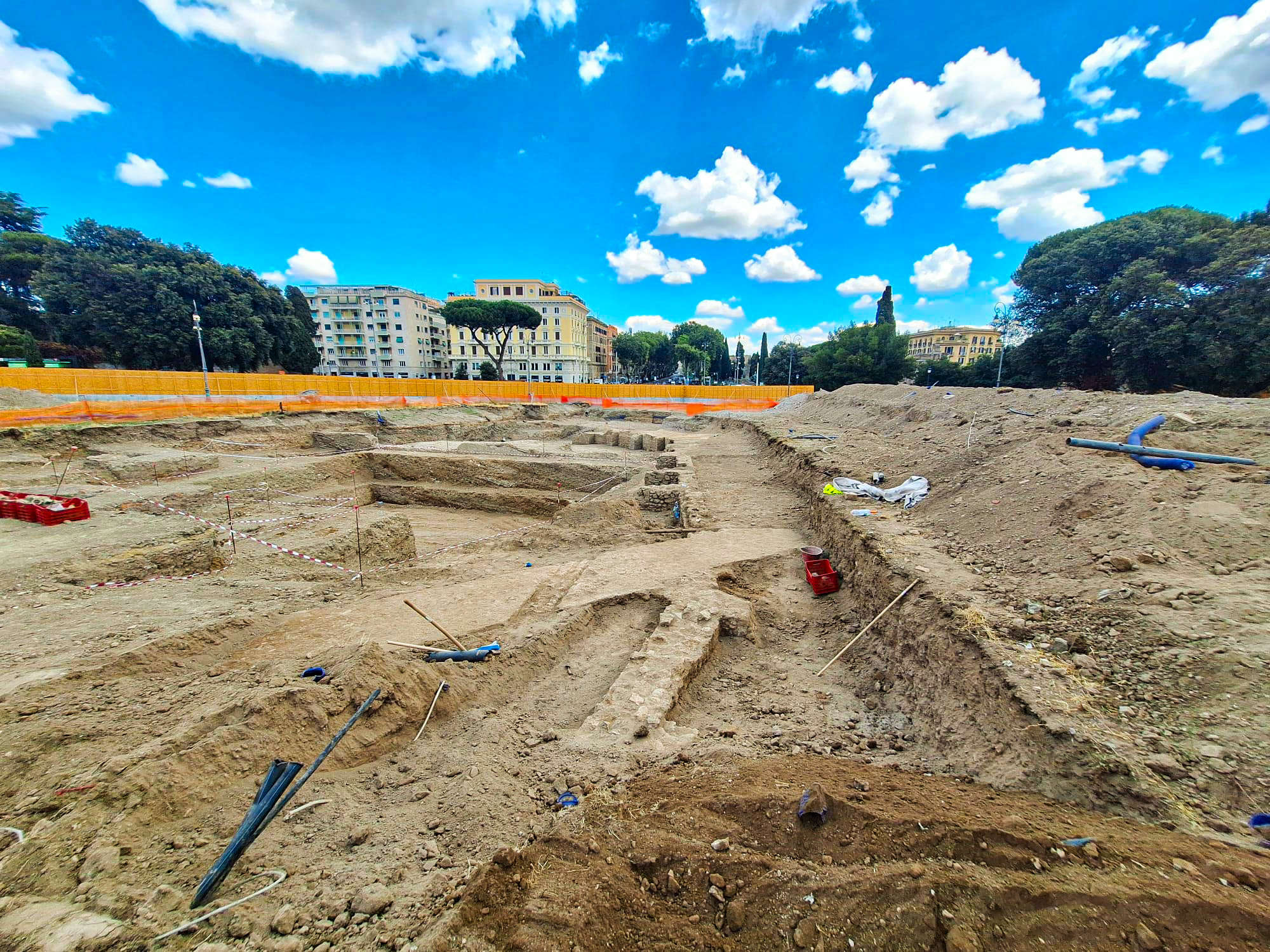 Rome, remains of the walls of the Patriarch built by Constantine discovered