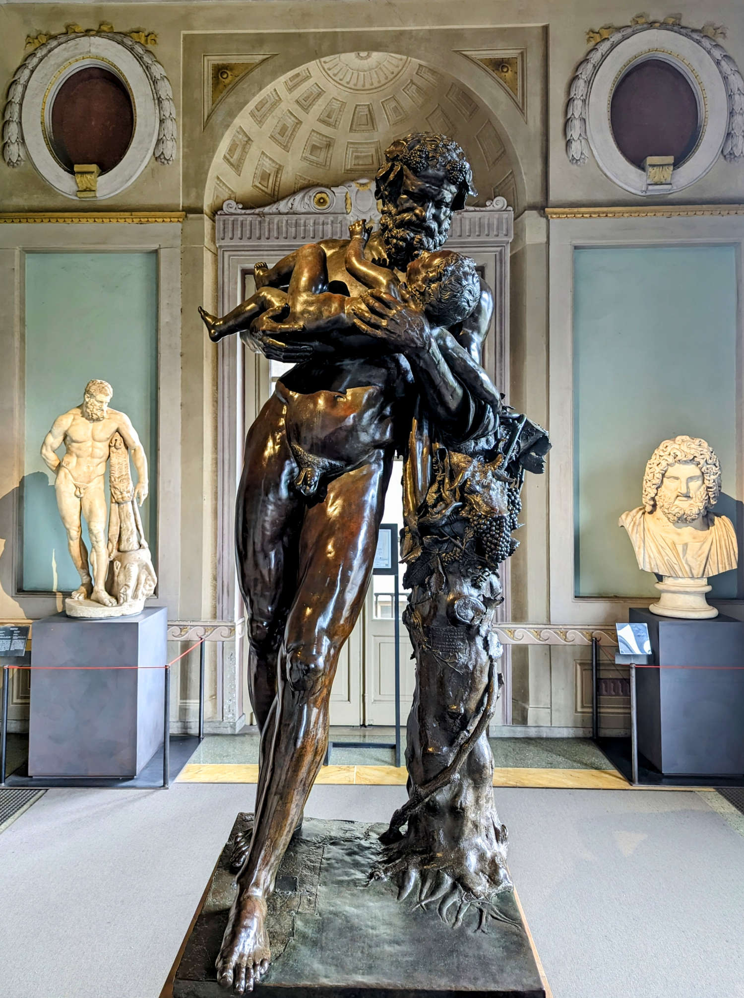 Uffizi, restored Silenus with Bacchus by Jacopo del Duca: it is the ...