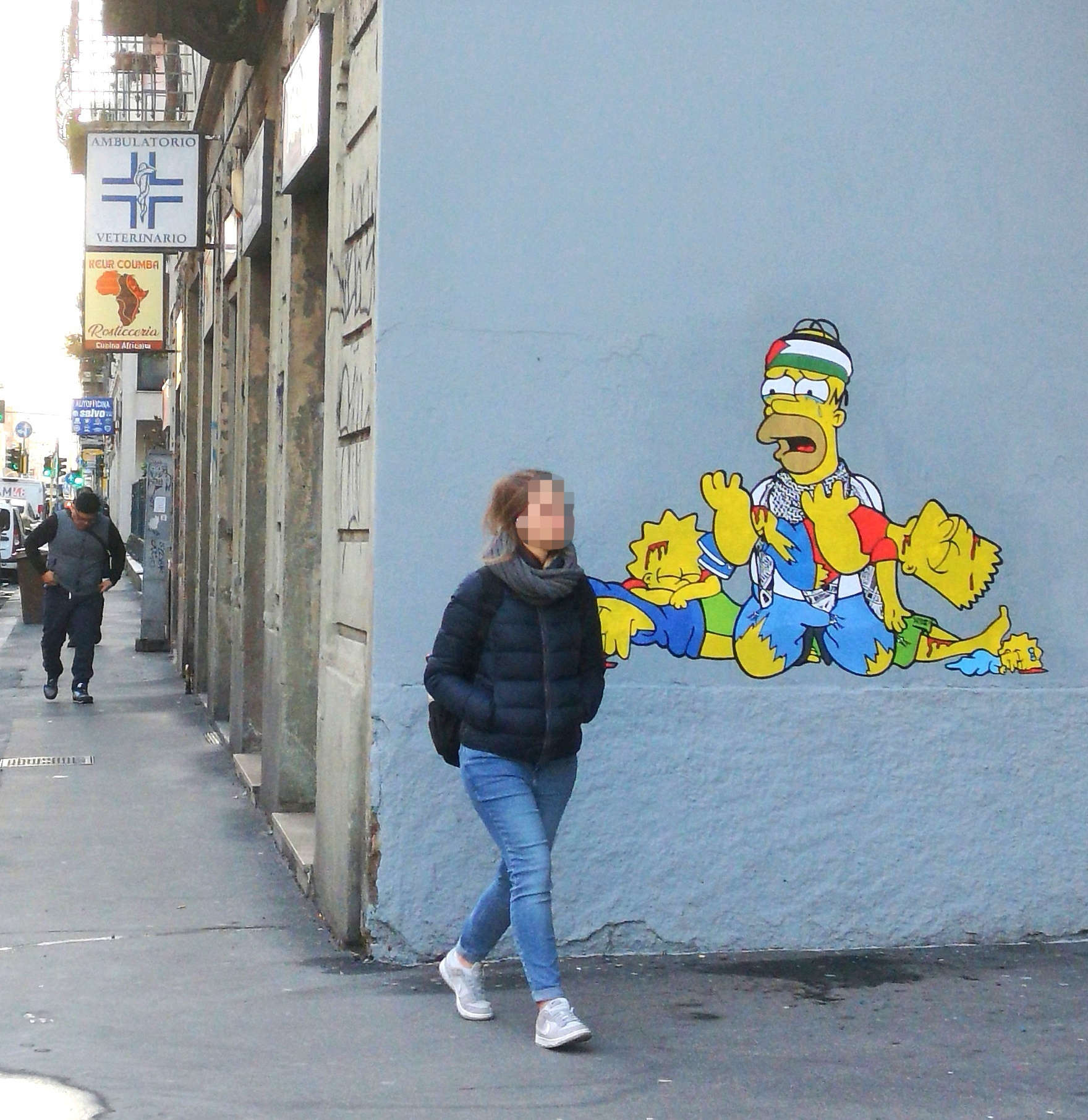 Milan, mural appears with Simpsons becoming Palestinians torn apart by ...