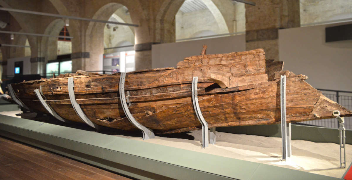 The ship Alkedo, the flagship of the Museum of Ancient Ships in Pisa